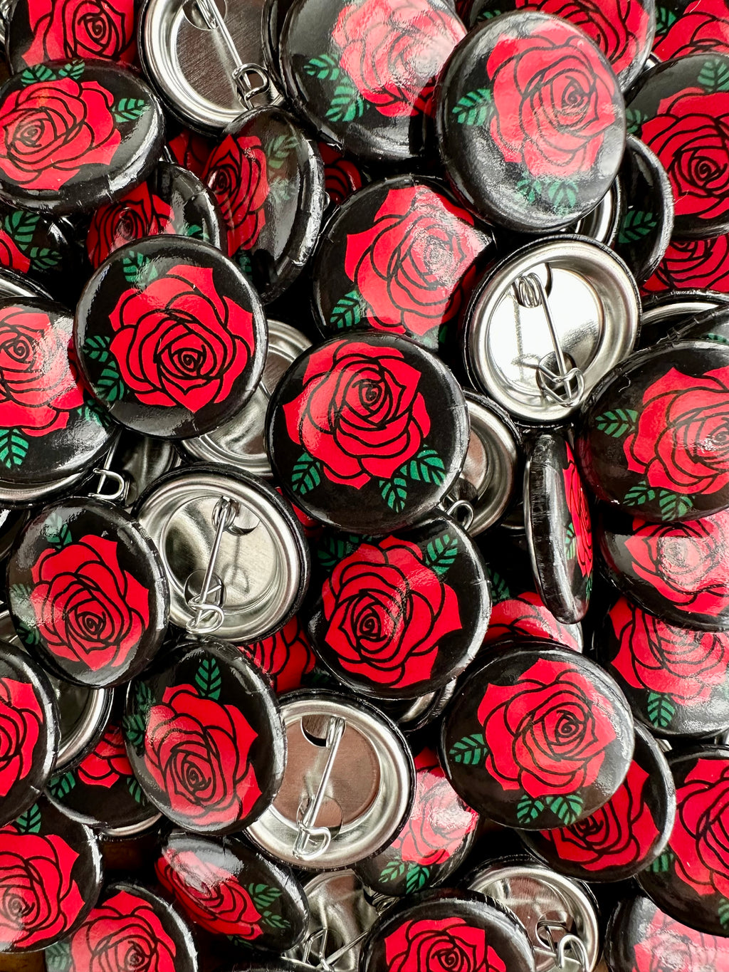 Pin Back Button Red Rose : Woolf With Me® Manhattan Beach, California