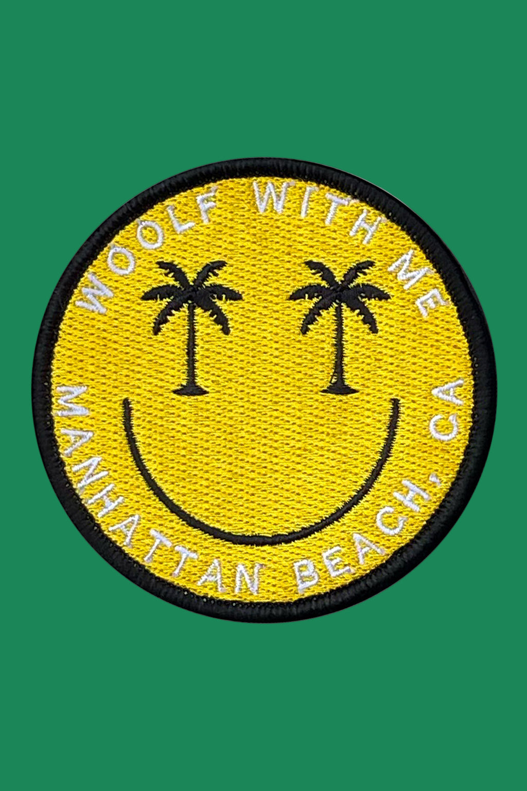 Happy Face Palm Patch | 3"| Embroidery: Woolf With Me® Manhattan Beach